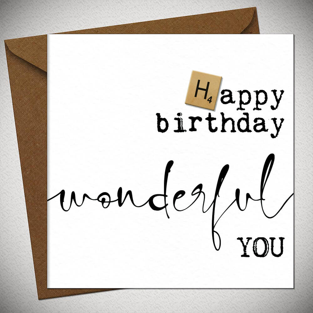 Bexy Boo Happy Birthday Wonderful You Scrabble Piece Greeting Card ...