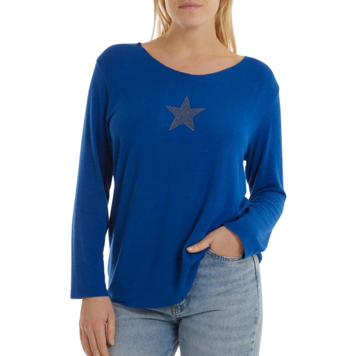 Diamante Star Light Knit Jumper Royal Blue – Sugarplum Boutique & Home
