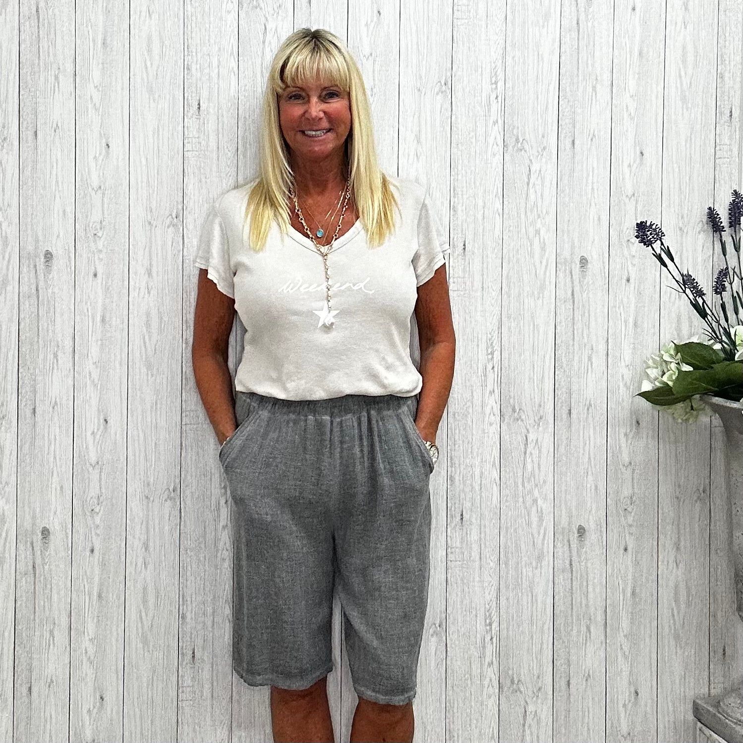Tiffany Linen Mix Shorts | Sugarplum Boutique – Sugarplum Boutique & Home