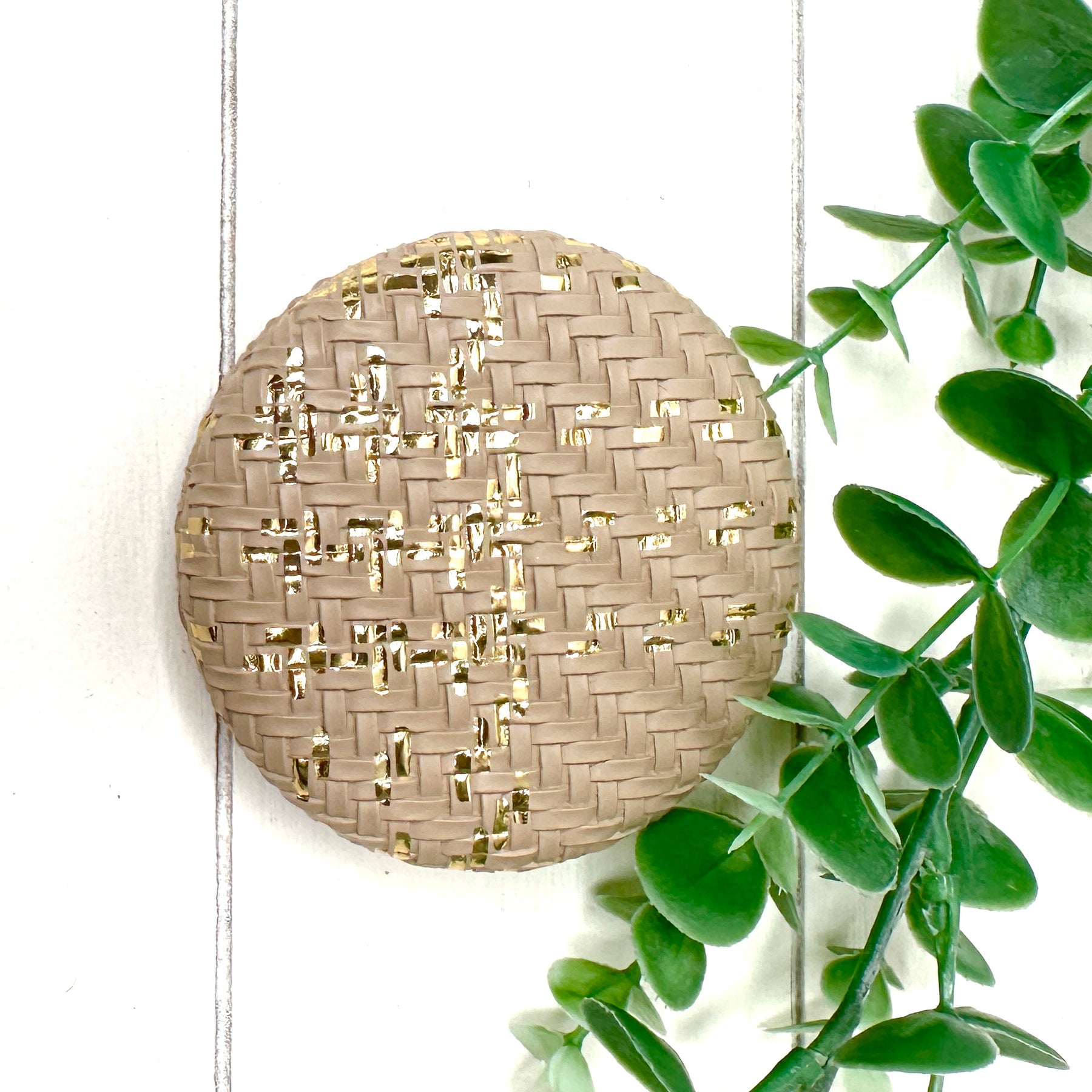 Raffia Round Compact Mirror Double Sided Magnifier Mocha Brown ...